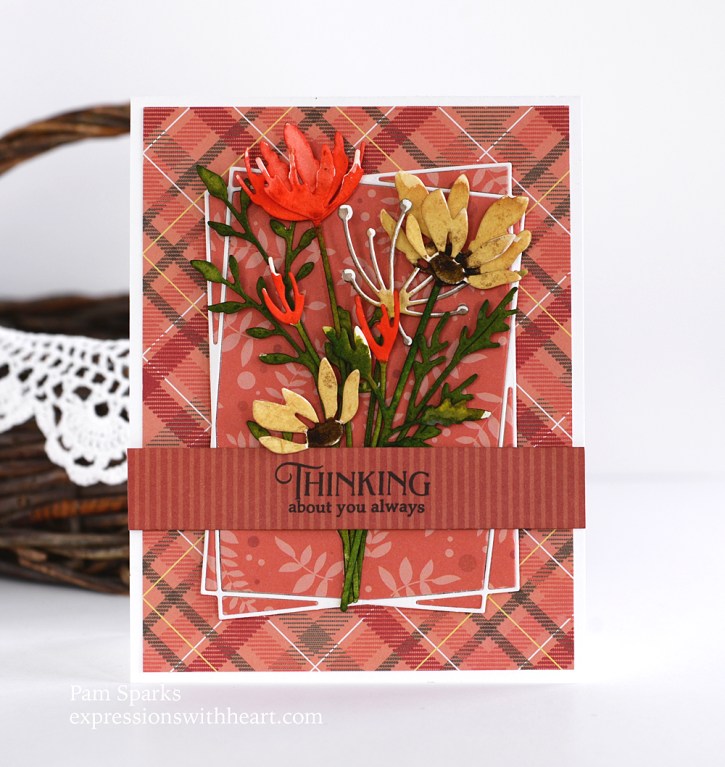 Memory Box Dies, Flower, Stems and More on Three Cards…