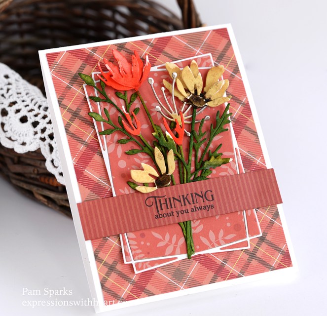 Memory Box Dies, Flower, Stems and More on Three Cards…