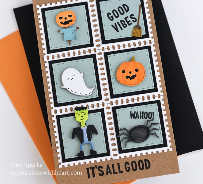 poppystamps Cat Collage Card, Whittle Creatures Card and Jack O Lantern Frame Card…