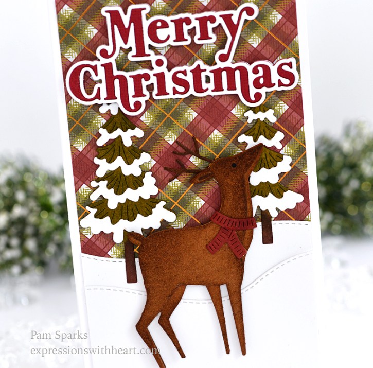 poppystamps Pondering Layered Deer in the Iced Pine Trees Mini Slimline ...