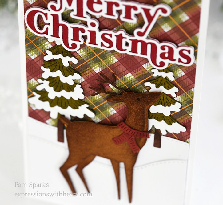 poppystamps Pondering Layered Deer in the Iced Pine Trees Mini Slimline ...