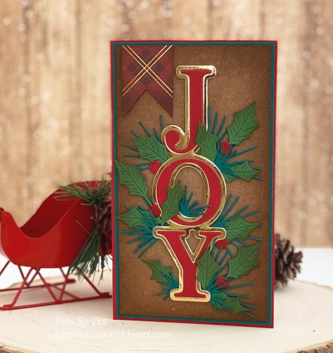 poppystamps Stacked Joy and Layered Holly Branch Mini Slimline Card…