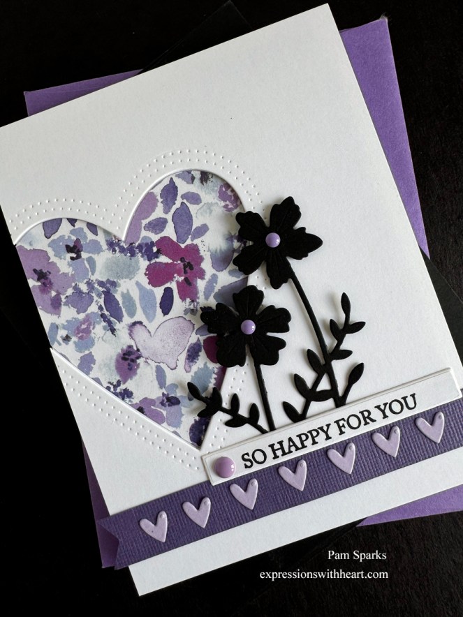 Memory Box Cheery Flower Stems and Pinpoint Heart Wedding Card…